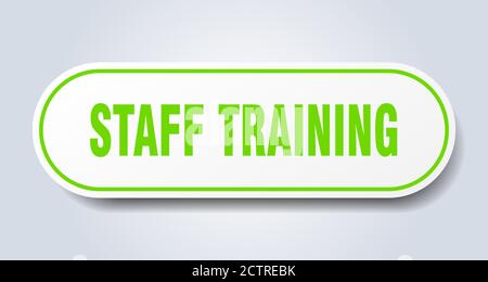 staff training sign. rounded isolated sticker. white button Stock ...