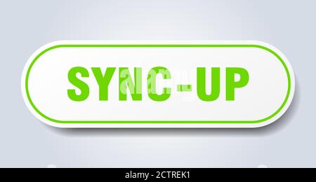 sync-up sign. rounded isolated sticker. white button Stock Vector Image ...