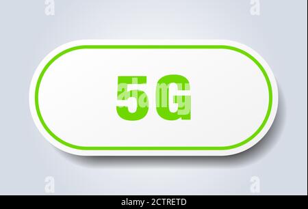 5g sign. rounded isolated sticker. white button Stock Vector Image ...