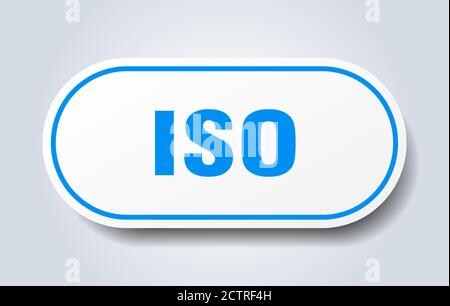 iso sign. rounded isolated sticker. white button Stock Vector Image ...