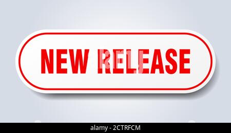 new release sign. rounded isolated sticker. white button Stock Vector ...