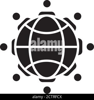 sphere browser with people around silhouette style icon vector ...
