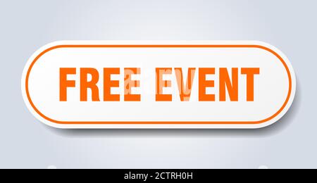 free event sign. rounded isolated sticker. white button Stock Vector ...
