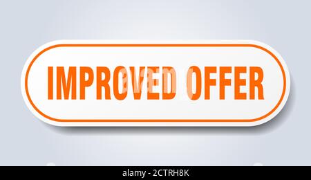 improved offer sign. rounded isolated sticker. white button Stock ...