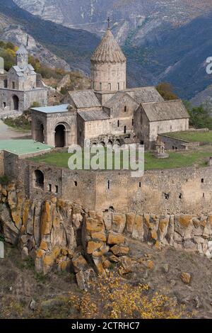 The Tatev Monastery as viewed from an adjacent hillside, showing its ...