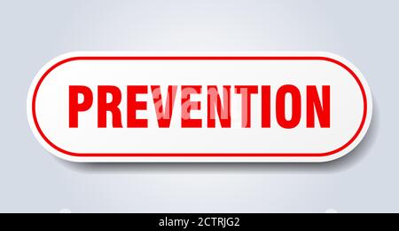 prevention sign. rounded isolated sticker. white button Stock Vector ...