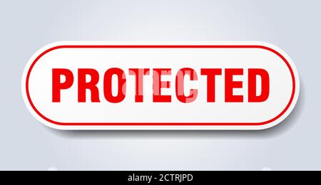 protected sign. rounded isolated sticker. white button Stock Vector ...
