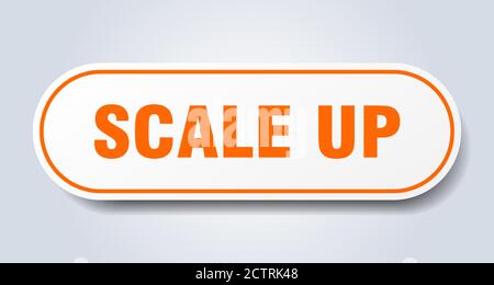 scale up sign. rounded isolated sticker. white button Stock Vector ...