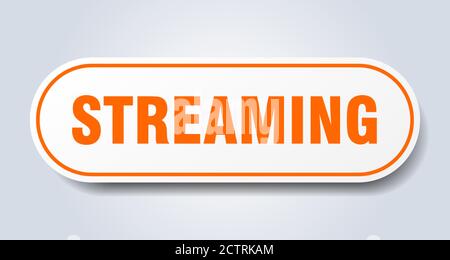 streaming sign. rounded isolated sticker. white button Stock Vector ...