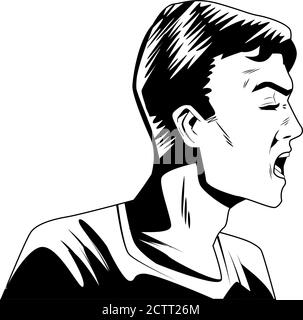 angry man profile pop art style character vector illustration design ...