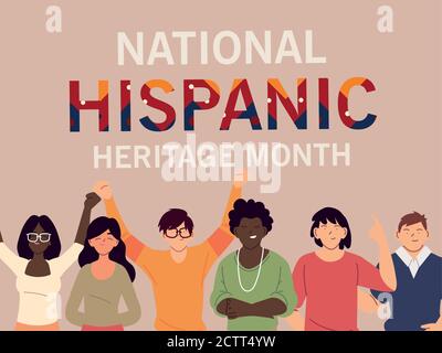 latin women and men cartoons of national hispanic heritage month vector ...