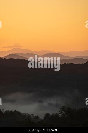 FOG IN THE HOLLOWS OF BLUE RIDGE MOUNTAINS, NORTHWEST GA, USA Stock ...