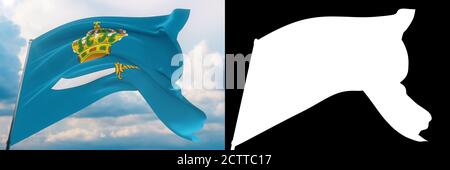 The flag of Astrakhan Oblast. High resolution close-up 3D illustration ...
