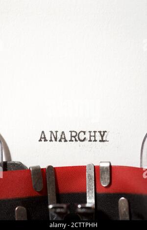 Anarchy word written with a typewriter Stock Photo - Alamy