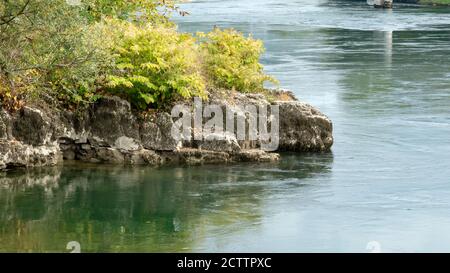 View of the Aare river at autumn in Interlaken, Switzerland Stock Photo ...