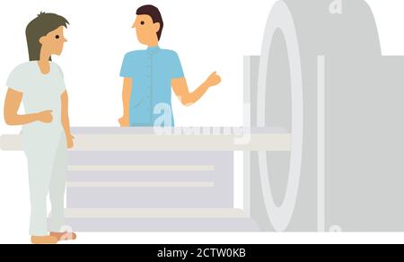 Vector of a woman undergoing medical examination mammography. Breast ...