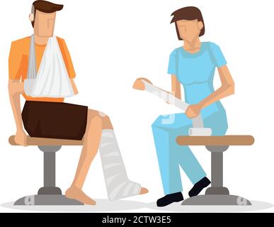 Cartoon physical injury, wound bandage application concept. Open and ...