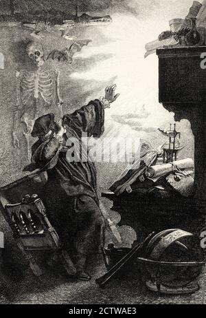 Mephistopheles appearing to Doctor Faustus, from a 1631 edition of ...