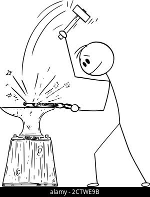 Forge, blacksmith. Anvil and hammer, vector illustration Stock Vector ...