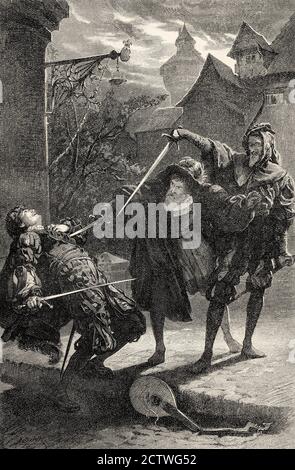 Faust and Mephistopheles, first part of the tragic play Faust by Johann ...