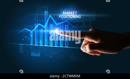 Hand touching MARKET POSITIONING button, business concept Stock Photo ...