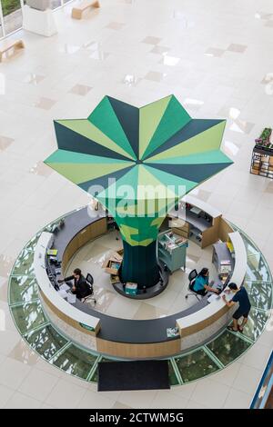 Interior view of Sabah Regional Library at Tanjung Aru Plaza, opened on ...