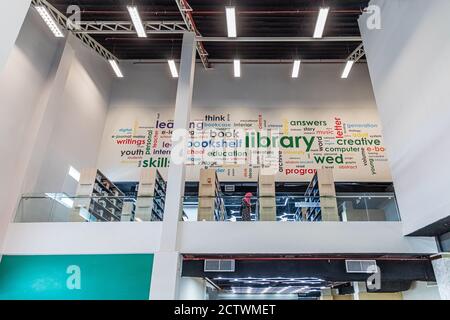 Kota Kinabalu, Sabah, Malaysia: Book shelves and books of the new Sabah ...
