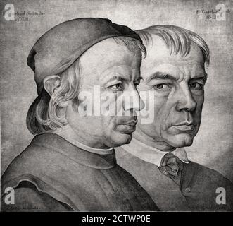 Double portrait of the Konrad brothers and Franz Eberhard, painter and ...