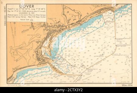 Dover Harbour, Kent. ADMIRALTY sea chart city map 1903 (1954) old ...