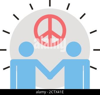 couple avatars with peace symbol line style icon vector illustration ...
