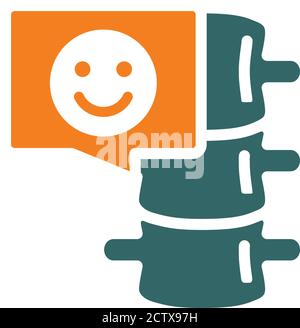 Spine with happy face in chat bubble grey icon. Backbone symbol Stock ...
