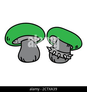 Punk rock satans bolette fungi mushroom vector illustration. Simple ...