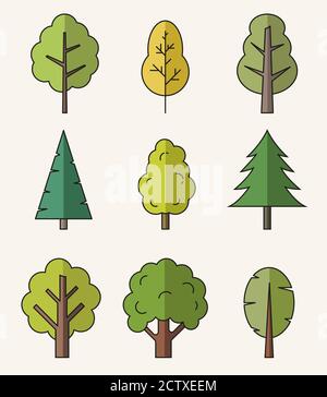 Trees icons set, flat style Stock Vector Image & Art - Alamy