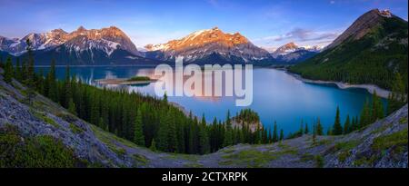 A panoramic view of Canmore, Alberta, Canada seen from Ha Ling Peak on ...
