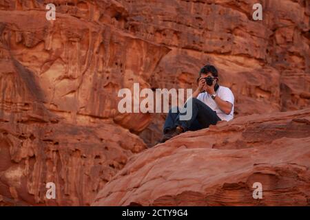 Scenic view of marvelous red and white sandstone formations of Yant ...