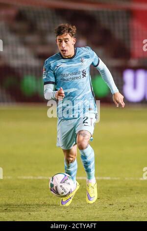 Kostas Tsimikas #21 of Liverpool during the Carabao Cup Third Round ...