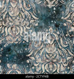 Chic formal grungy damask texture seamless pattern Stock Photo - Alamy