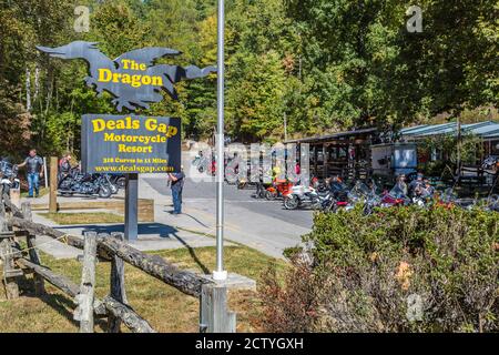 Bikers at Deals Gap Motorcycle Resort ready to ride the Tail of the ...