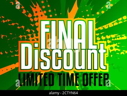 Comic book discount sale social media post design. Cartoon colored ...