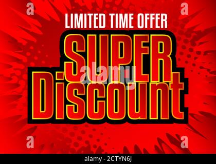 Comic book discount sale social media post design. Cartoon colored ...