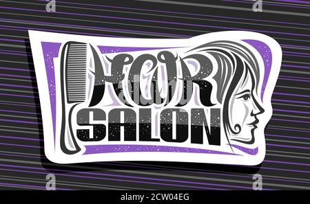 Vector logo for Hair Salon, white decorative sign board with ...