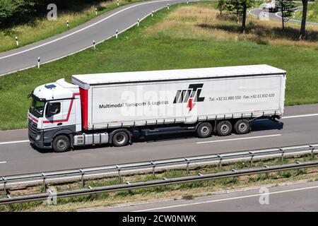 Multitrans Mercedes-Benz Actros truck with Eurimo curtainside trailer ...