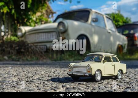 Car, Trabant 601, Trabbi, model year 1983/1984, driving, City, frontal ...