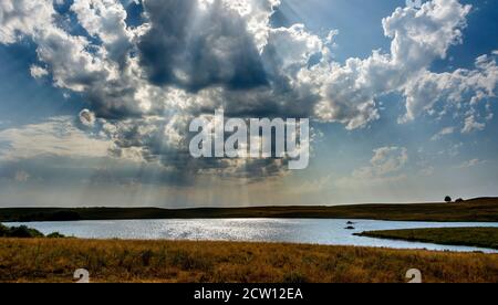 Lake of monks (lac des moines) in Aubrac region, Aveyron department ...