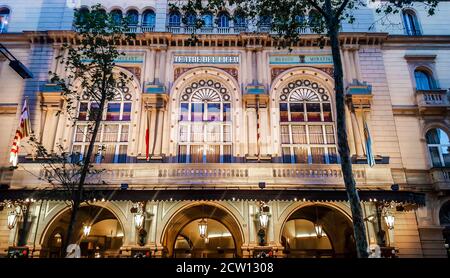 Famous Theatre Del Liceu - opera house in Barcelona, Spain. View of the ...