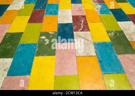 Perspective view of the floor of retro tiles. Repeating geometric ...