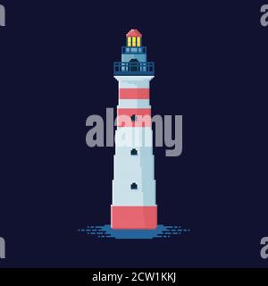 Pixel art landscape. Summer ocean beach, 8 bit city park, pixel ...