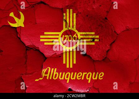 Flag of Albuquerque painted on cracked wall Stock Photo - Alamy