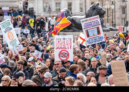 Crowd of protesters with placards during the ‘We Do Not Consent ...