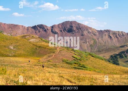 Hiker backpacking on the Four Pass Loop Trail near Aspen, Colorado ...